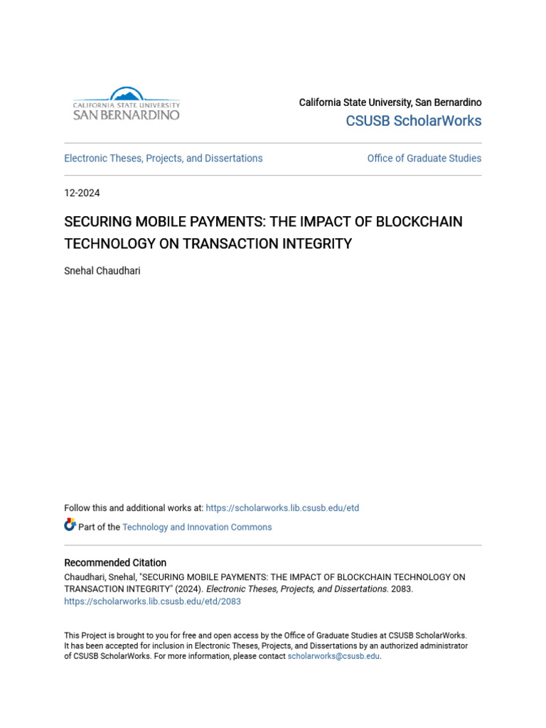 Securing Mobile Payments - The Impact of Blockchain Technology On | PDF | Computer Security ...