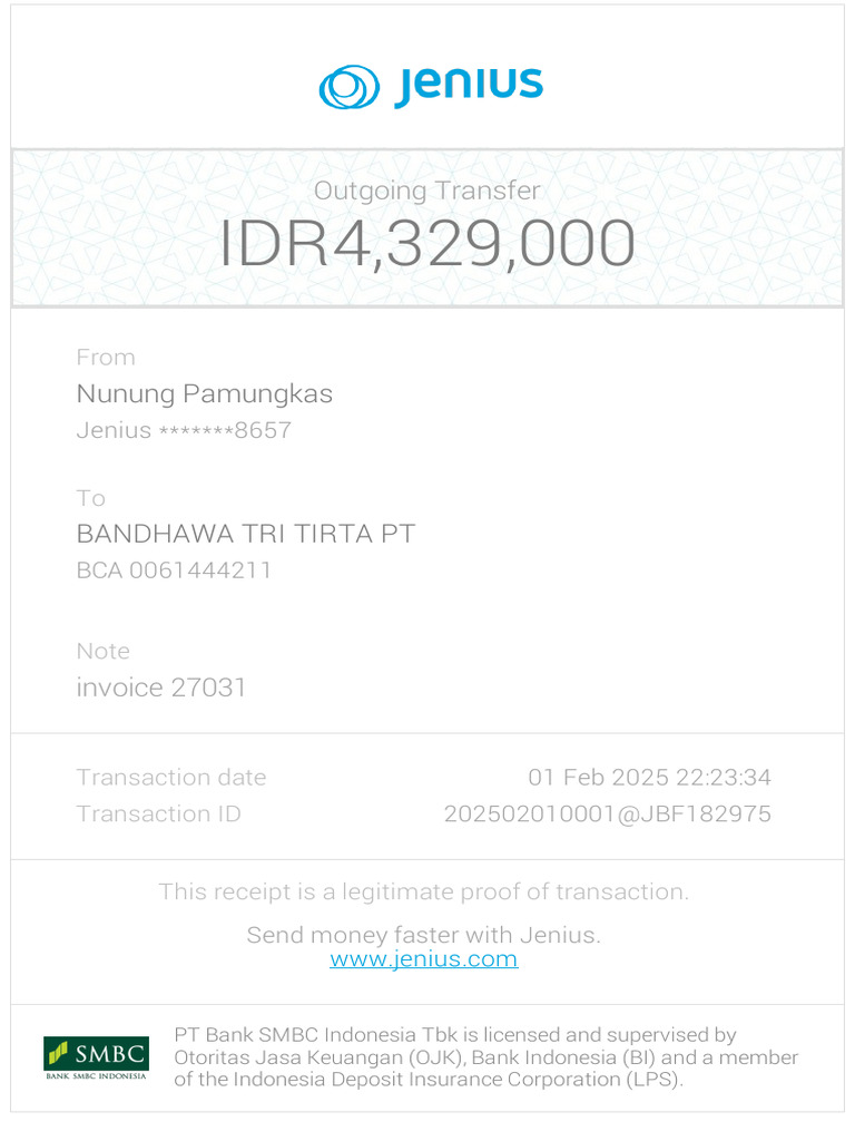 Jenius Ereceipt 202502010001JBF182975 | PDF