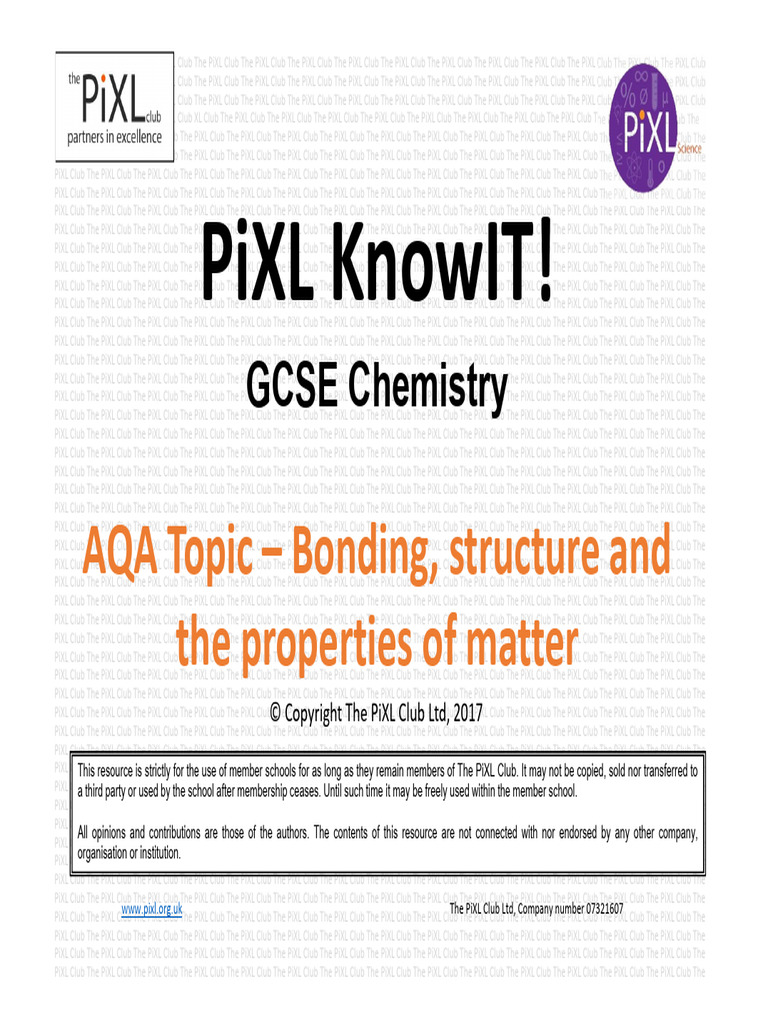 AQA Chemistry Bonding Structure and The Properties of Matter KnowIT ...
