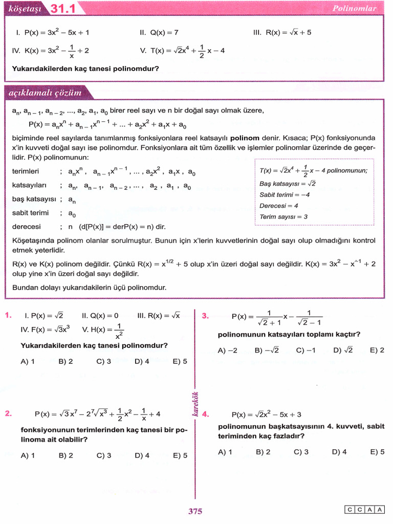 Dokumen - Pub Dream Team Matematik 30 Polinomlar | PDF