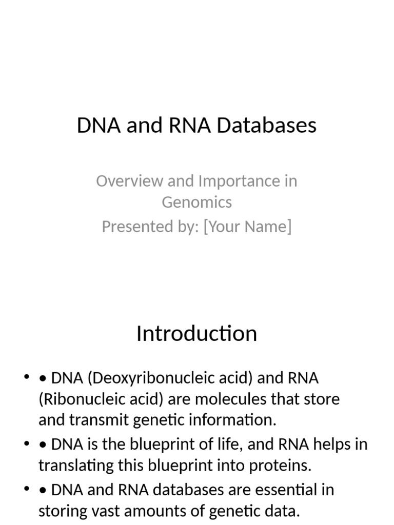DNA and RNA Databases Presentation | PDF