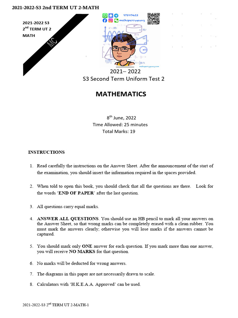 2021 2022 s3 2nd Term Ut 2 Math | PDF | Sphere | Classical Geometry