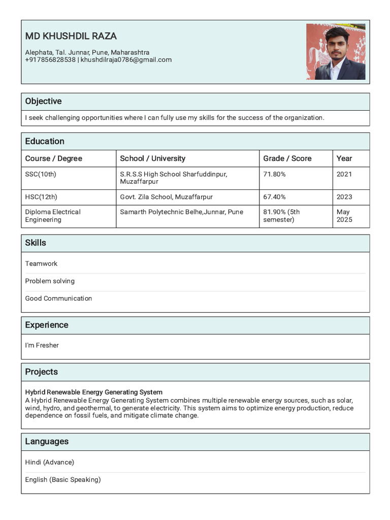 Electrical Engineering Graduate Resume | PDF