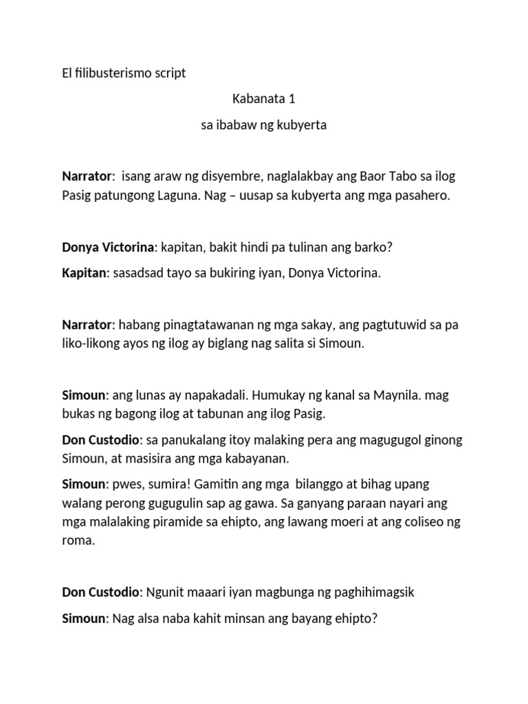 El Filibusterismo Script | PDF