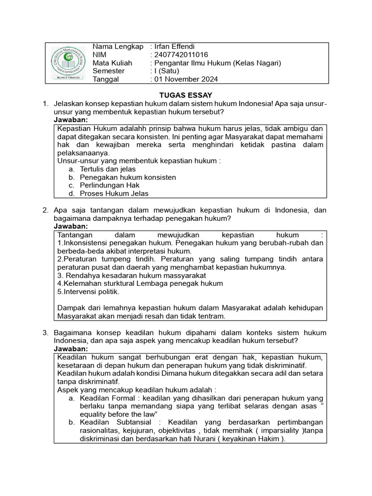 MP5 Format Tugas Pengantar Ilmu Hukum | PDF