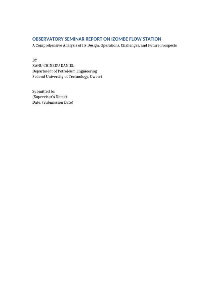 Izombe Flow Station Complete Report | PDF | Natural Gas | Petroleum