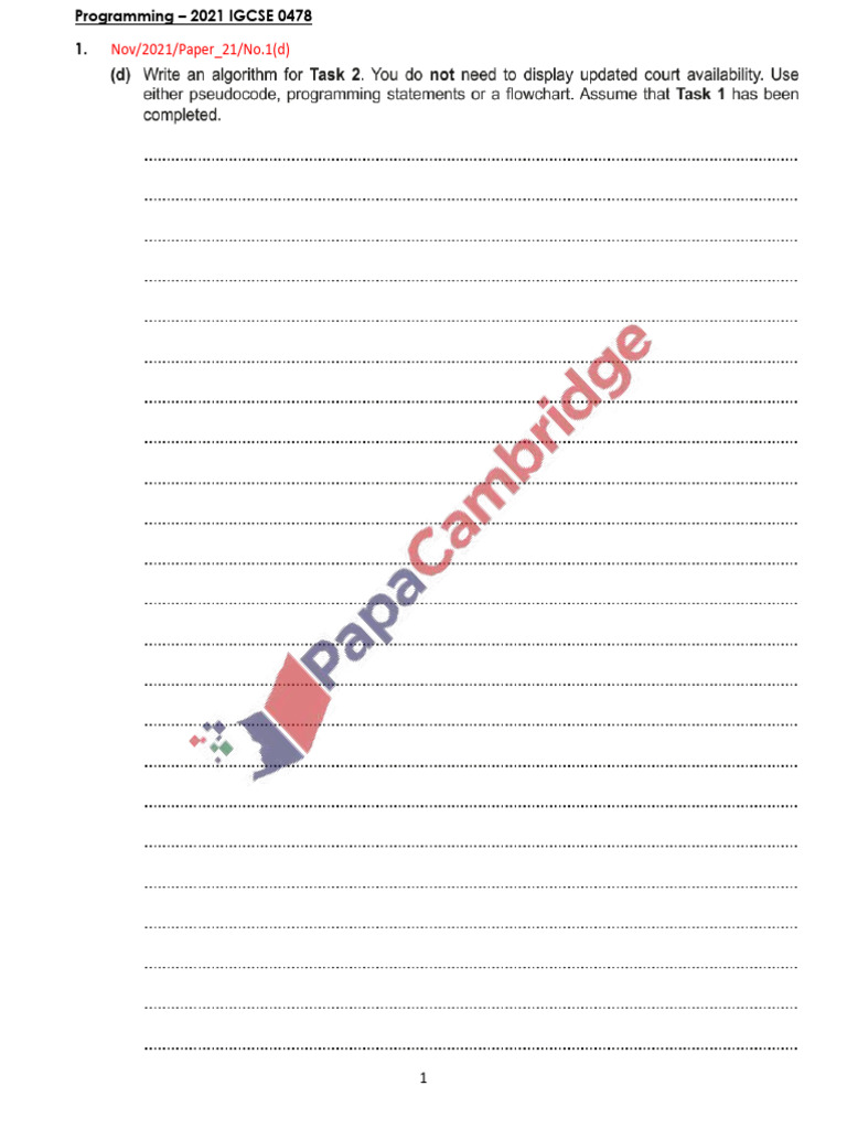 2021 Programming IGCSE 0478 | PDF