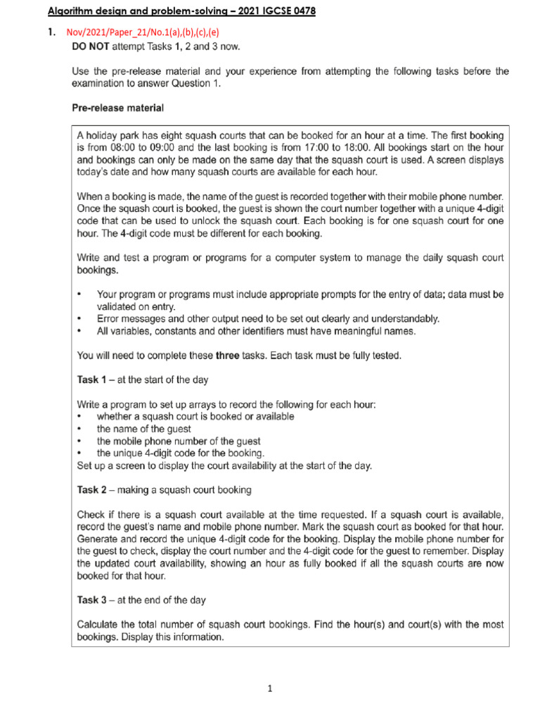 IGCSE 2021 Algorithm Design Papers | PDF | Theoretical Computer Science | Algorithms And Data ...