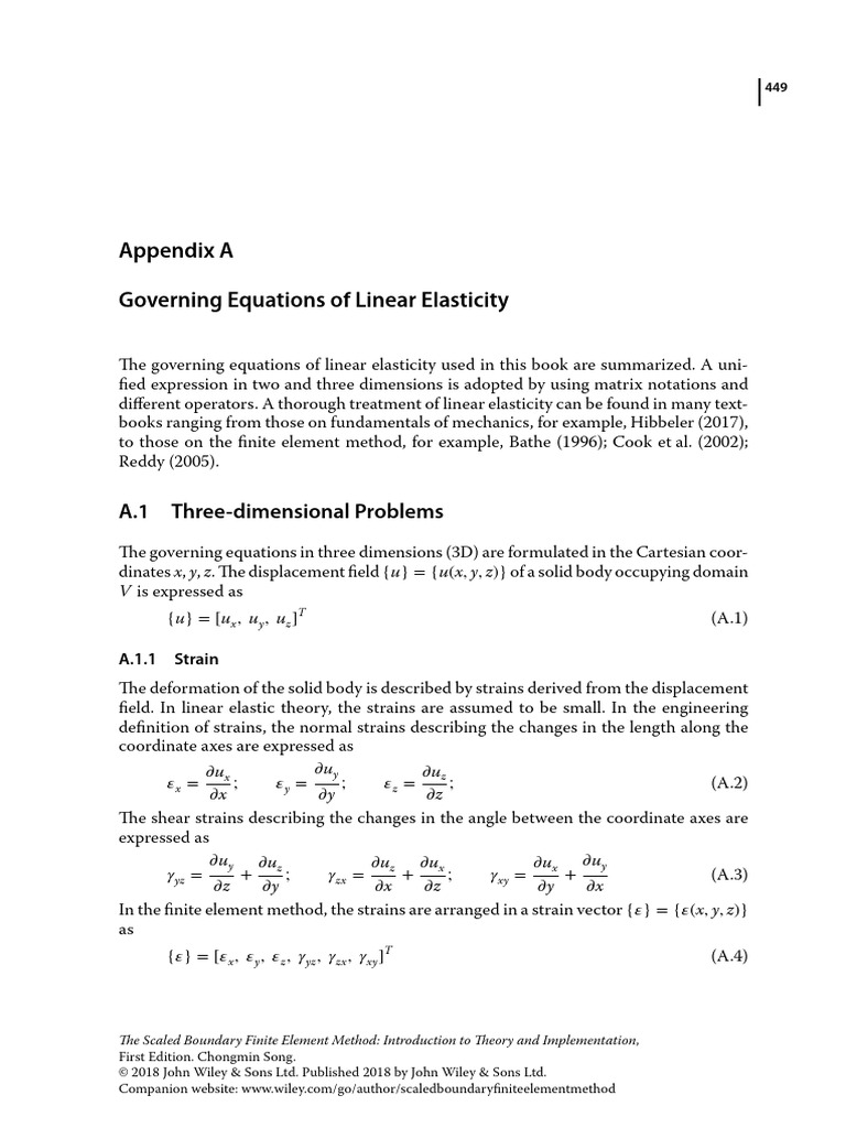 The Scaled Boundary Finite Element Method - 2018 - Song - Appendix A Governing Equations of ...
