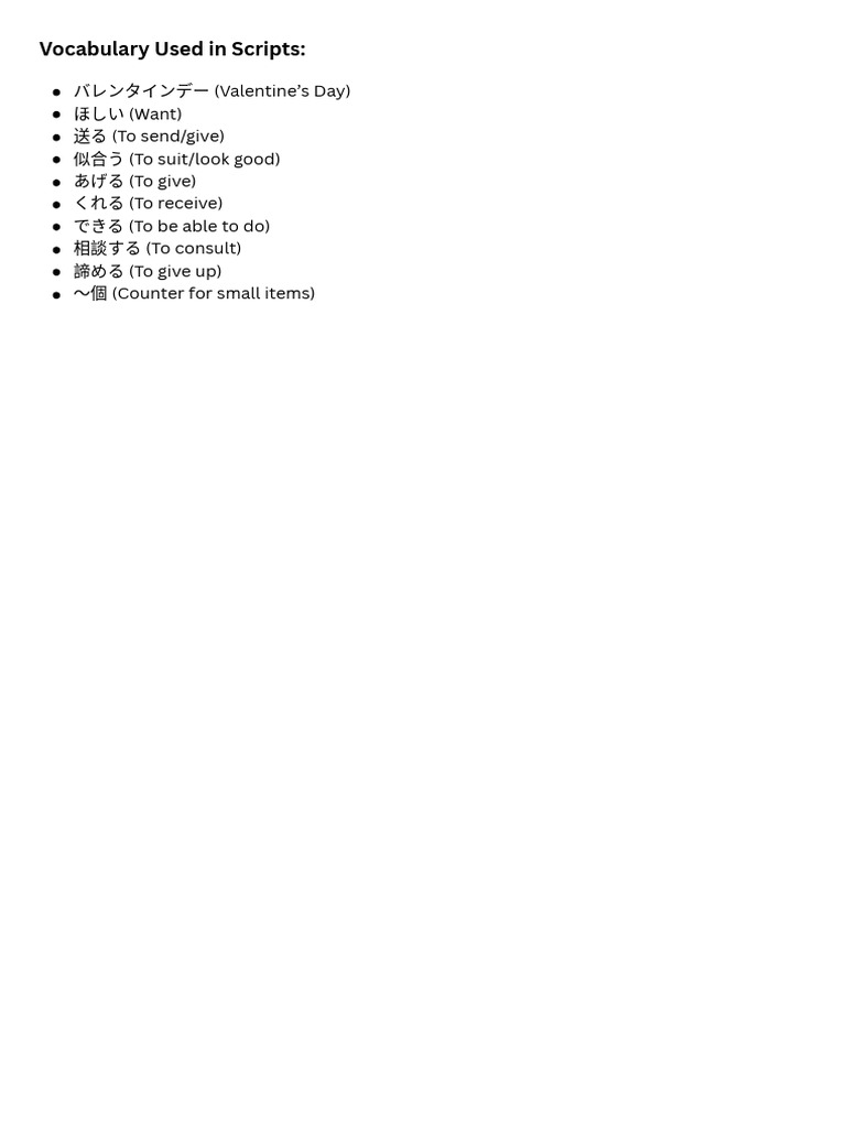 Vocabulary Used in Scripts | PDF