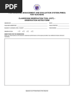 COT Rating Sheet for Highly Proficient Teachers | PDF | Teachers | Learning