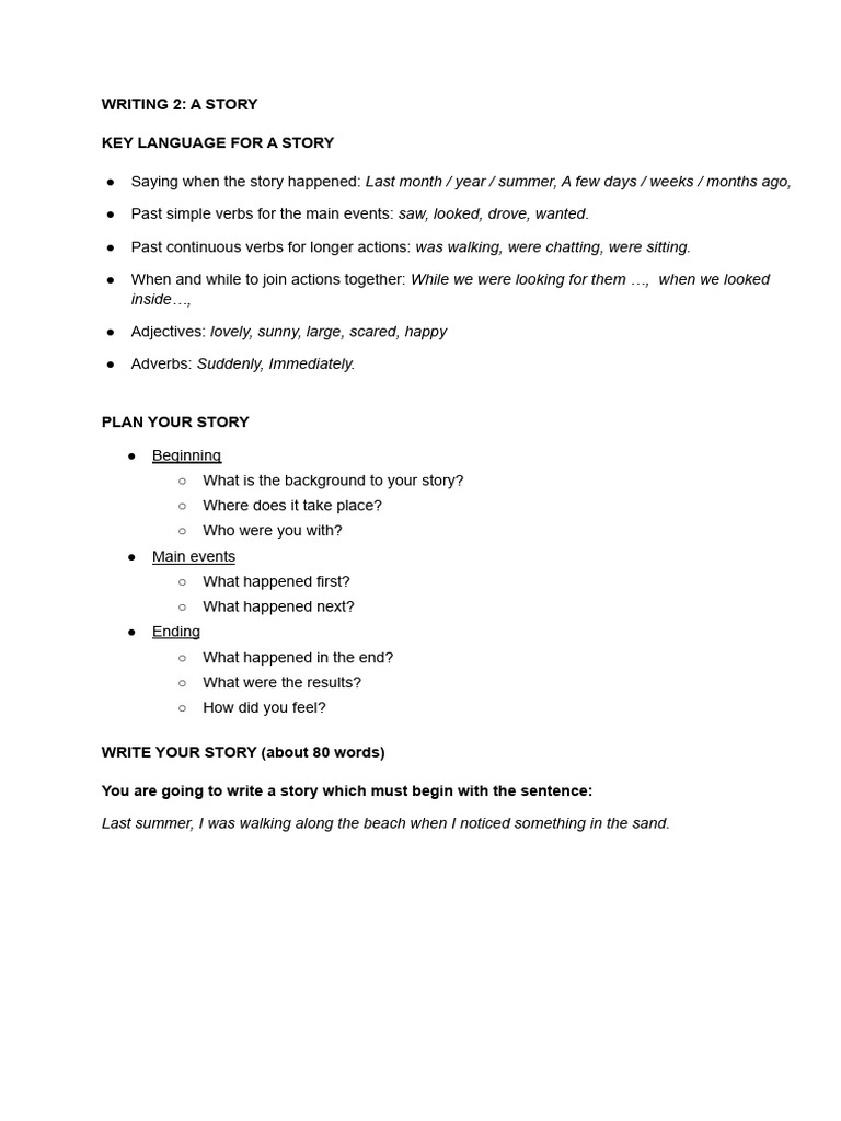 Key Language for Story Writing | PDF