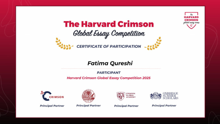 HCGEC25 - Certificate of Participation For Fatima Qureshi | PDF