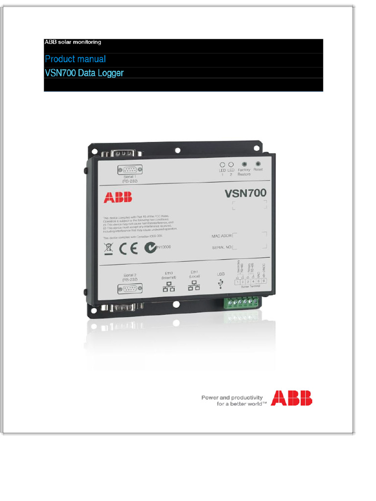 ABB solar monitoring. Product manual VSN700 Data Logger - PDF Free ...