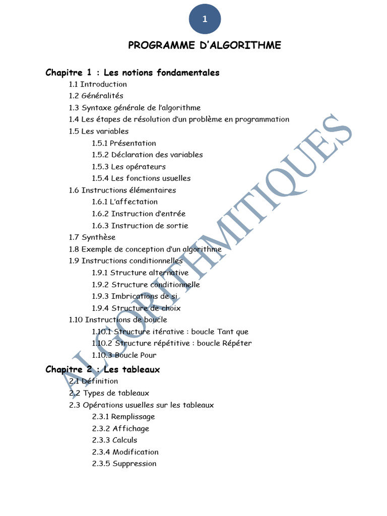 Introduction à l'algorithmique et programmation | PDF | Structure de ...