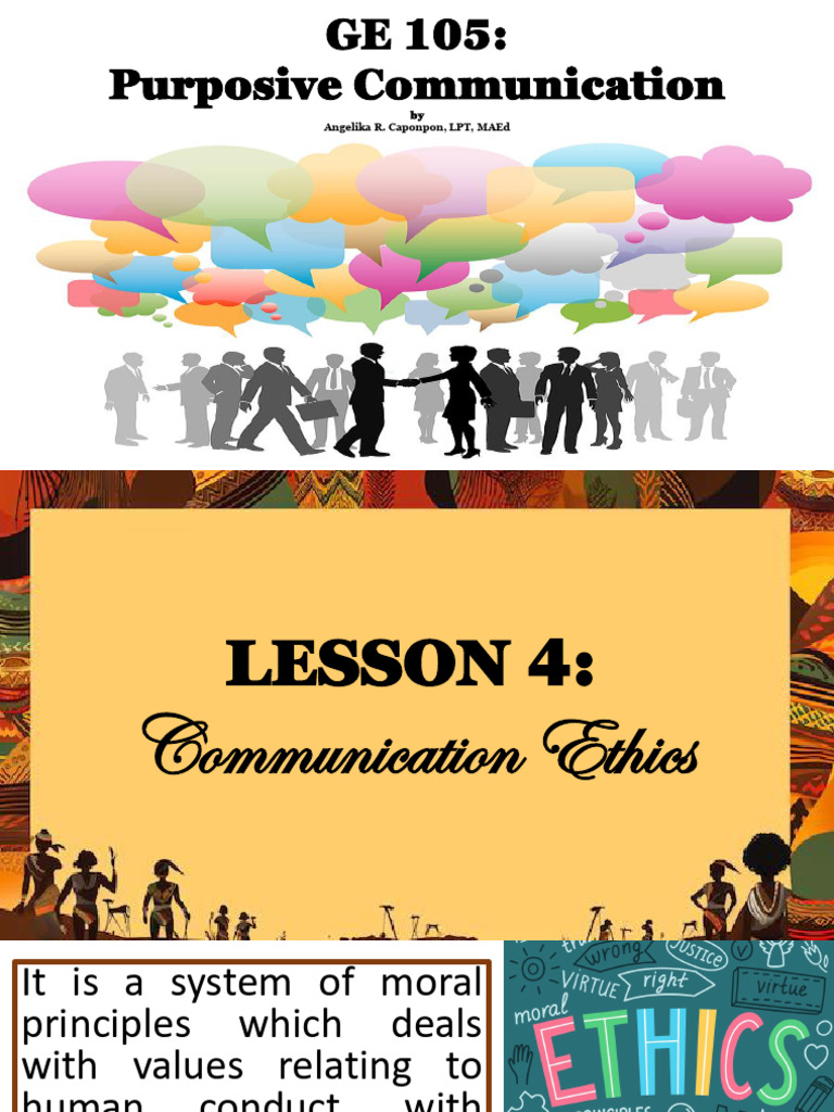 Lesson 4 Ethics of Communication | PDF | Integrity | Morality