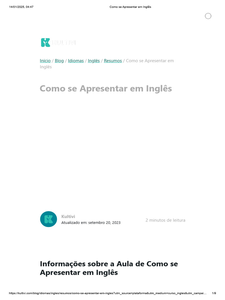 Como Se Apresentar em Inglês | PDF | Língua inglesa | Aprendizado