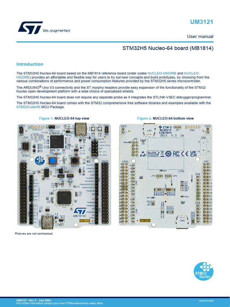 Um3121 stm32h5 Nucleo64 Board mb1814 Stmicroelectronics | PDF | Computing | Computer Engineering