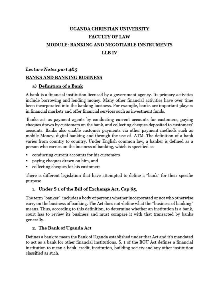 Understanding Banking Definitions in Uganda | PDF | Banks | Cheque