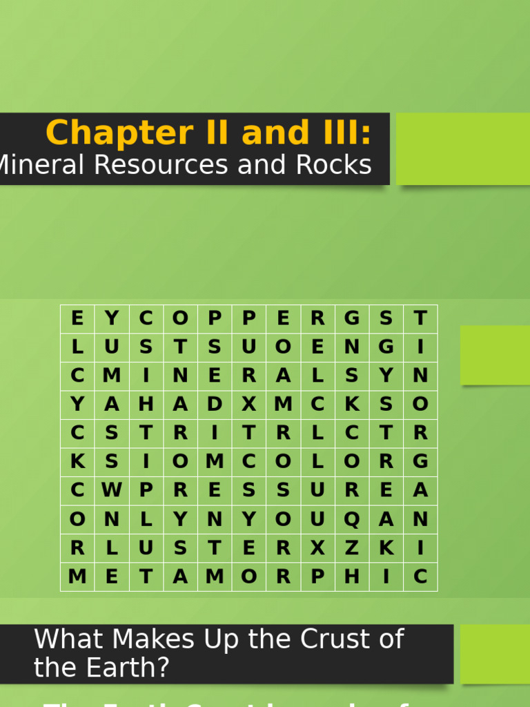 Earth Crust: Rocks and Minerals Guide | PDF | Rock (Geology) | Minerals