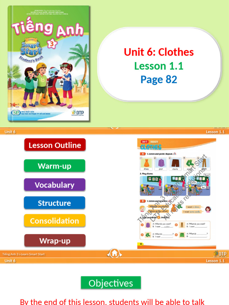 Anh 3 Smart Start Unit 6 - Lesson 1.1 - Page 82 | PDF | Clothing