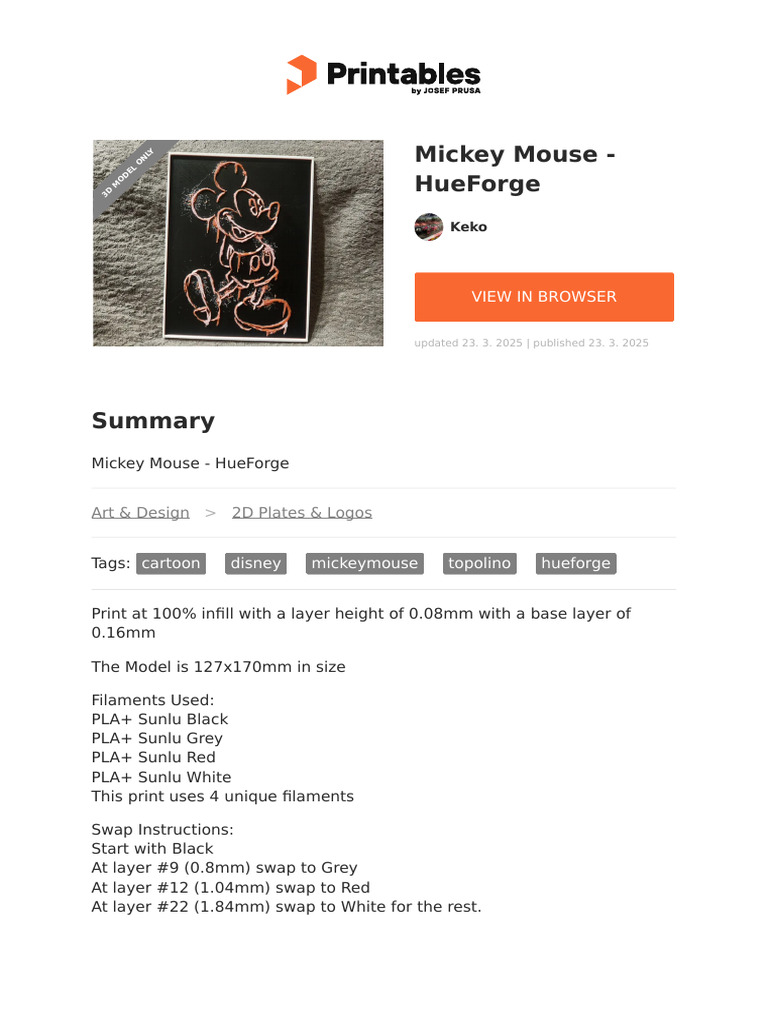 Mickey Mouse 3D Model Download Guide | PDF