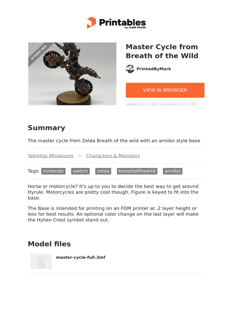 Master Cycle 3D Model for Zelda | PDF