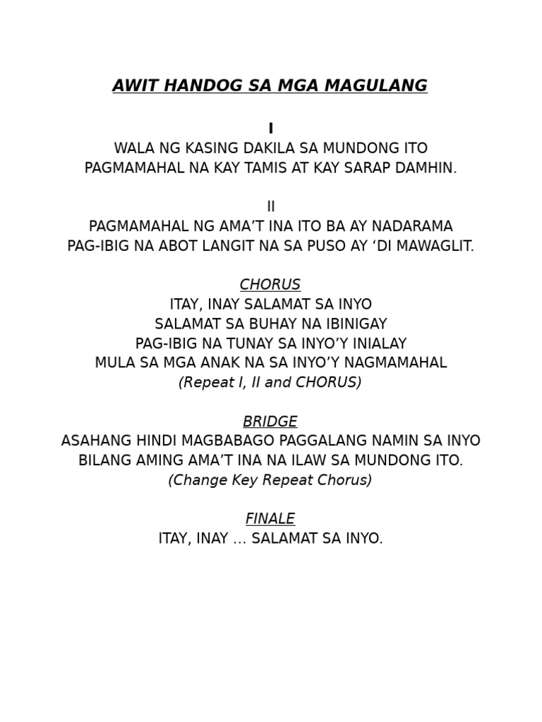 Awit Handog sa mga Magulang | PDF