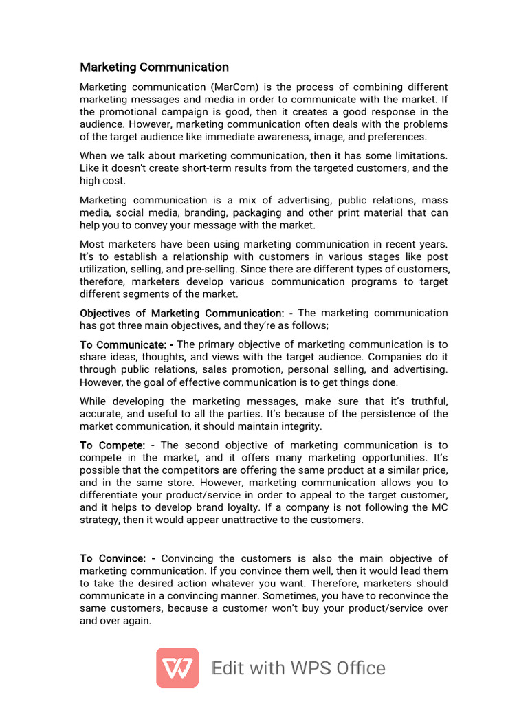 Marketing Communication | PDF | Marketing Communications | Communication