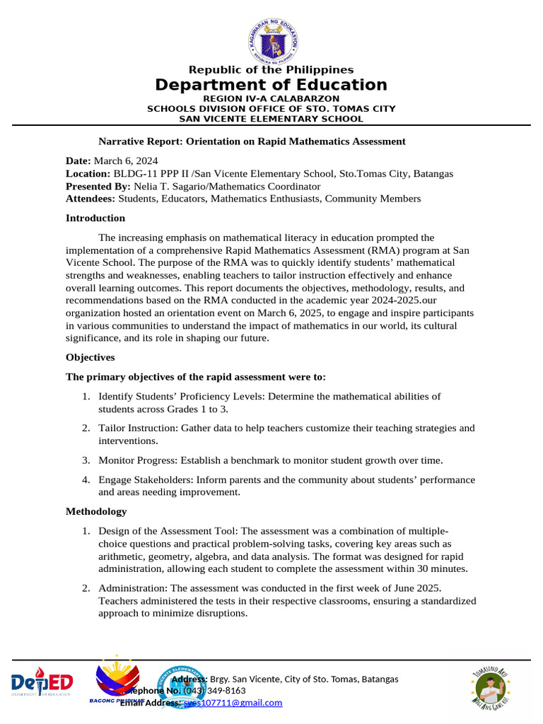 Orientation On Rma 2024 2025 | PDF | Mathematics | Teachers