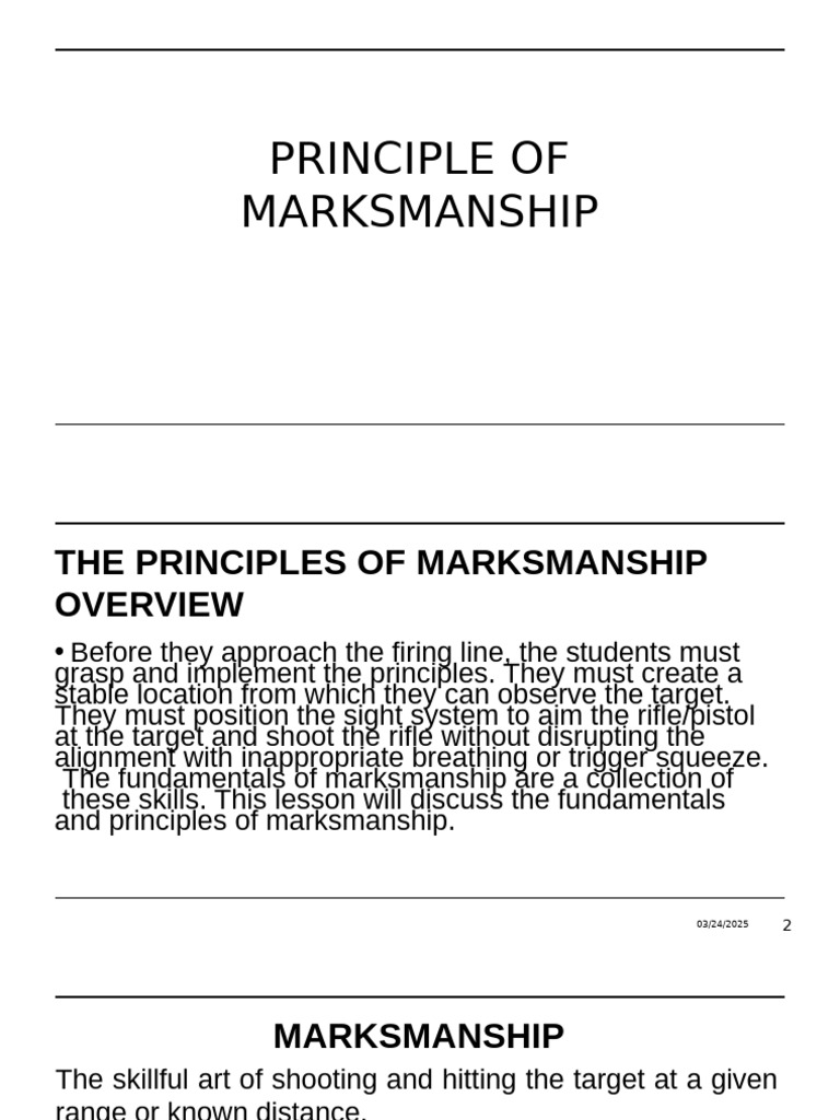 Principles of Marksmanship Training | PDF | Breathing | Trigger (Firearms)