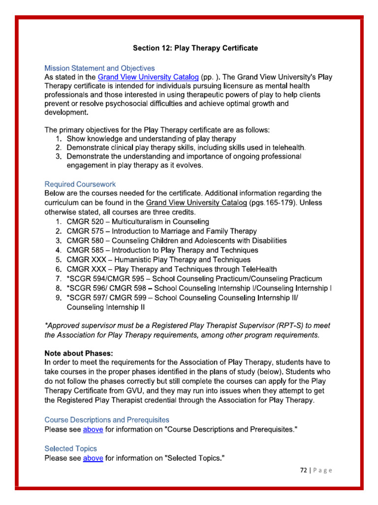 Play Therapy Certificate | PDF