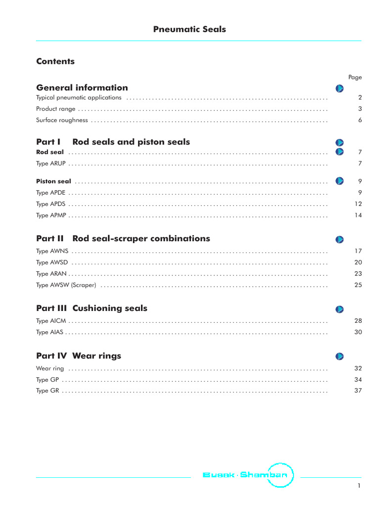 Busak + Shamban Pneumatic Seals Guide | PDF | Surface Roughness | Piston