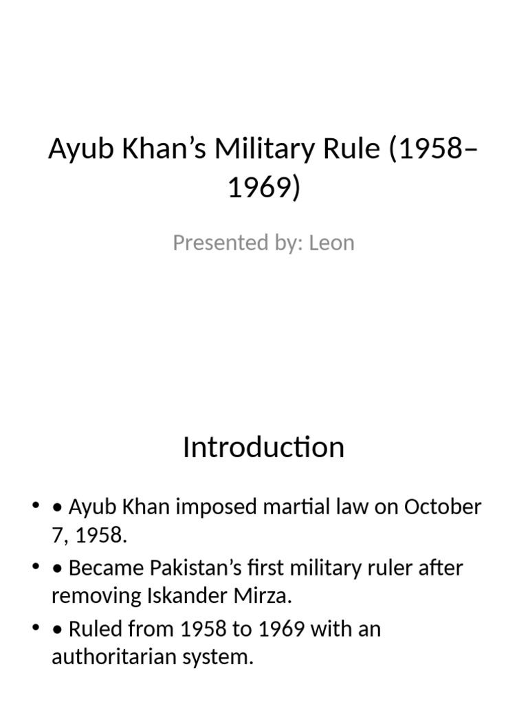 Ayub Khan's Authoritarian Rule in Pakistan | PDF