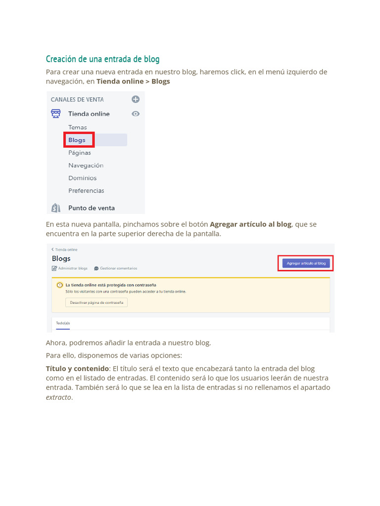 Creación de Una Entrada de Blog | PDF