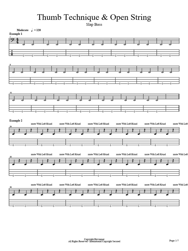 1.thumb Technique & Open String Exercises | PDF | Harmony | Pitch (Music)