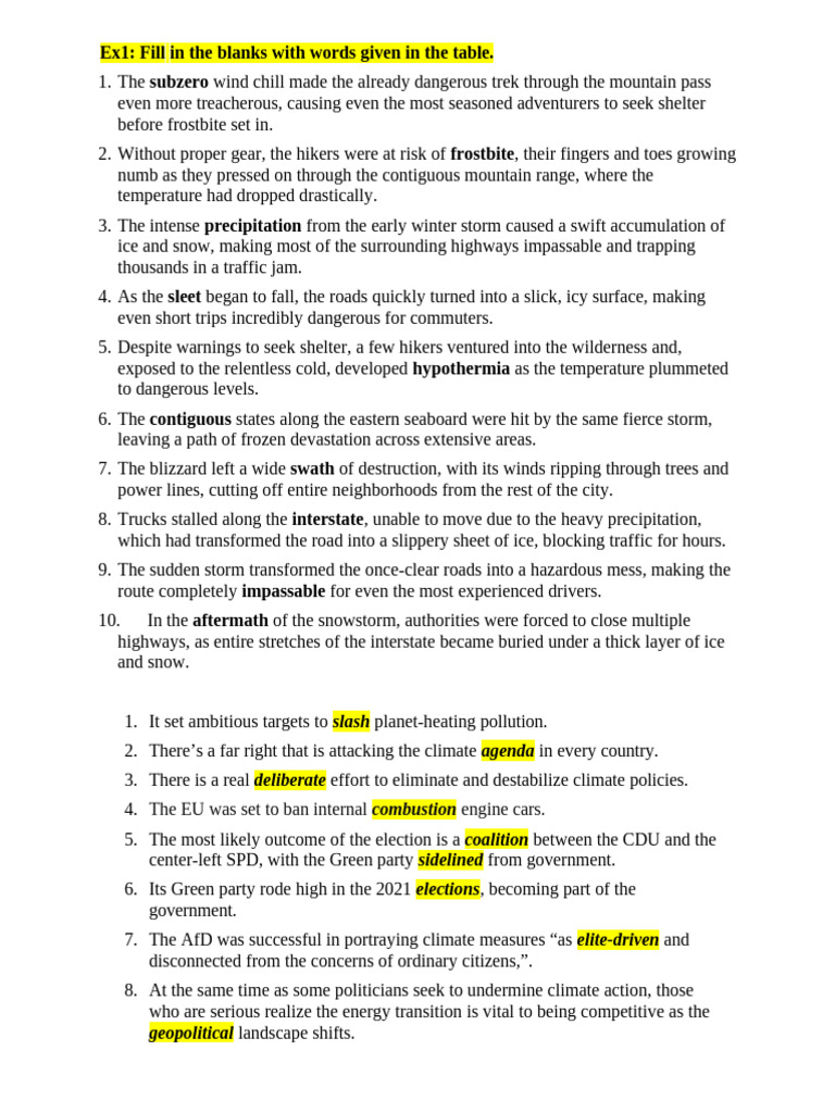 Language Use Exercise - Week 7 - Keys | PDF | Tropical Cyclones ...