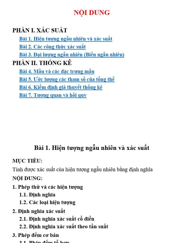 Slide Bai Giang XSTK | PDF
