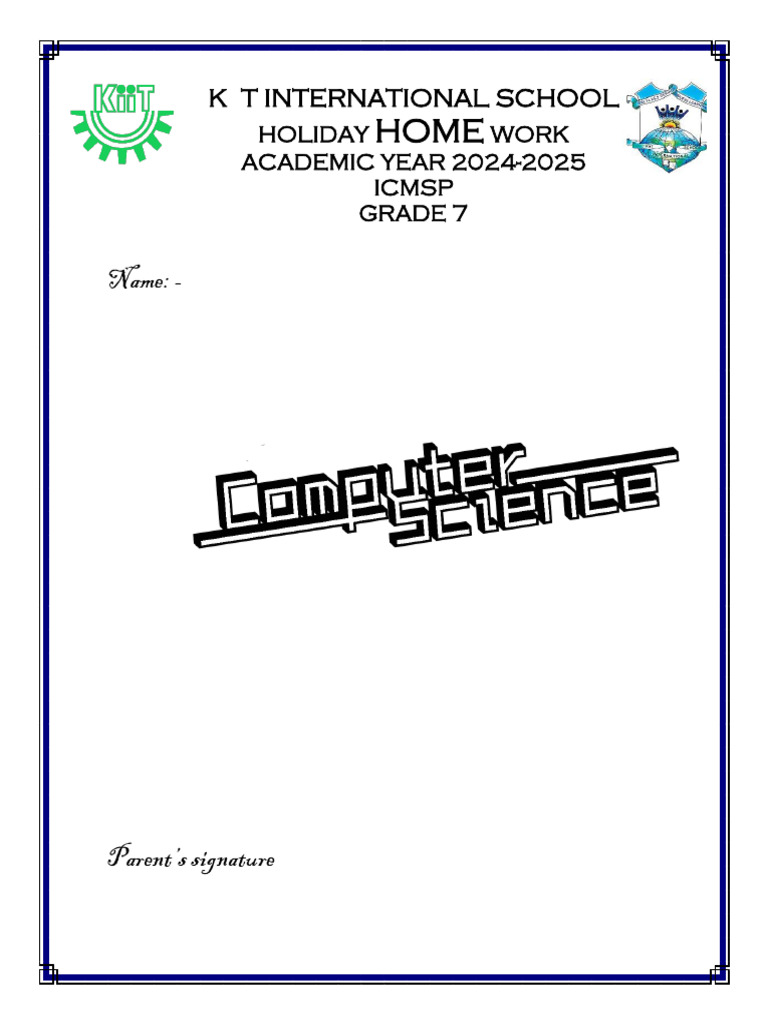 Computer Science Grade 7 HHW | PDF