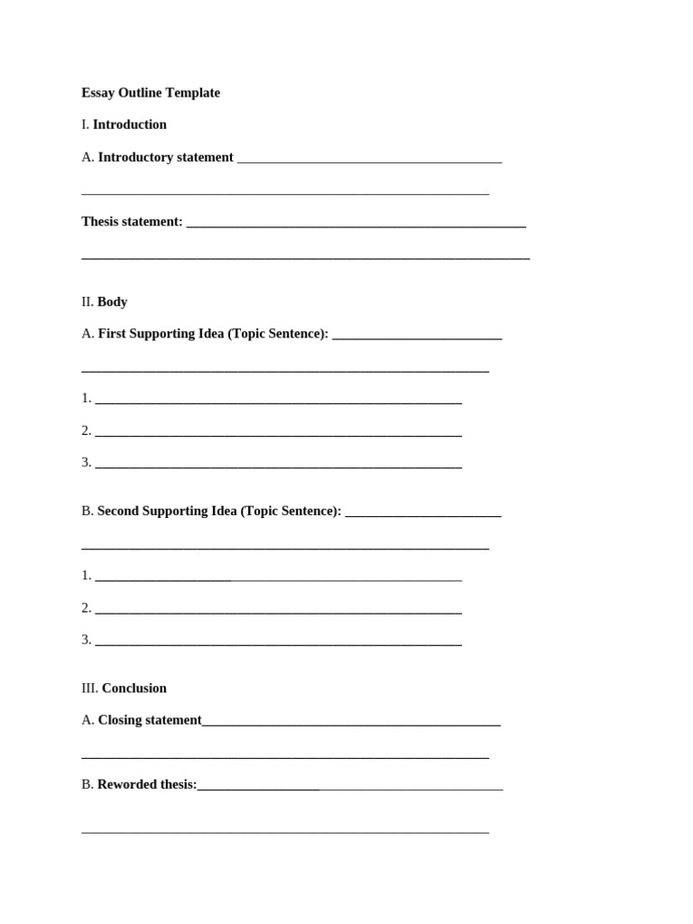 Essay Outline Template Guide | PDF