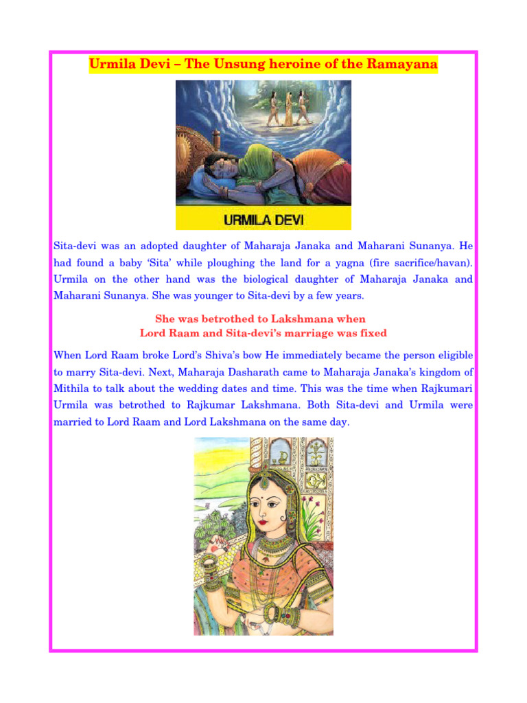 Urmila Devi - The Unsung Heroine of Ramayana | PDF | Ramayana | Rama