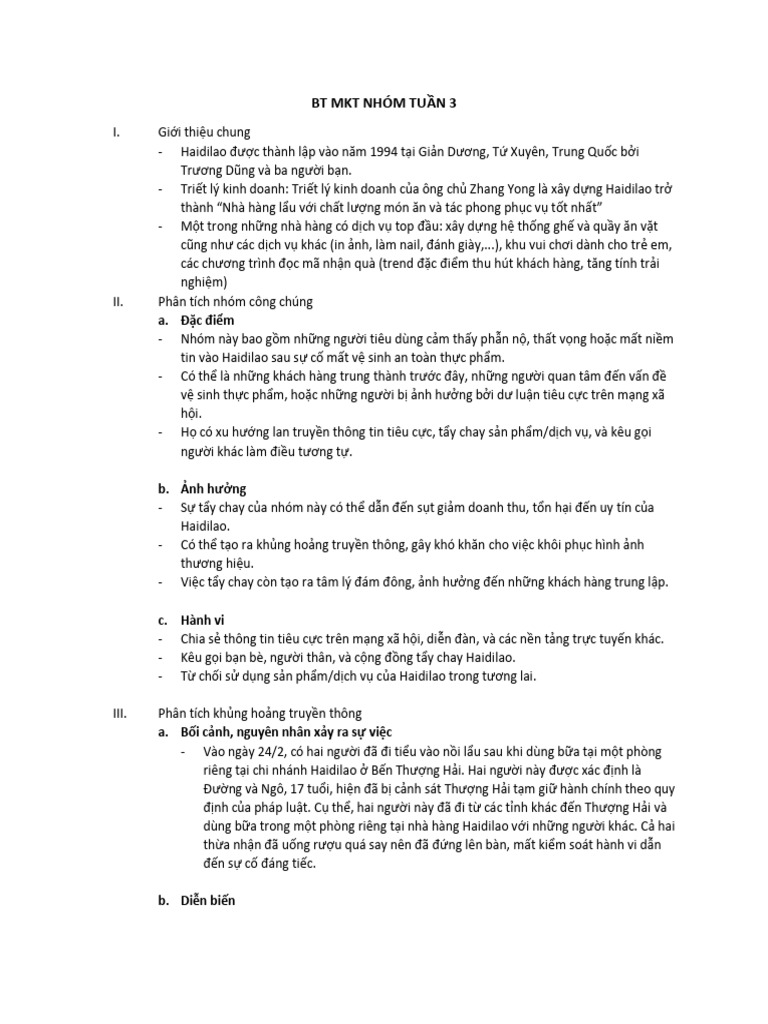 BT MKT NHÓM TUẦN 3 | PDF