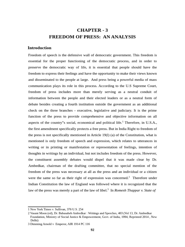 Analysis of Press Freedom in India | PDF | Freedom Of Speech | Freedom ...