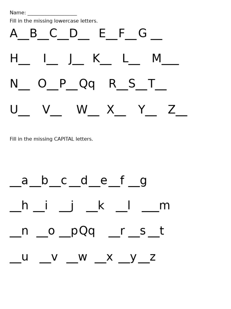 Fill in the Missing Letters Exercise | PDF