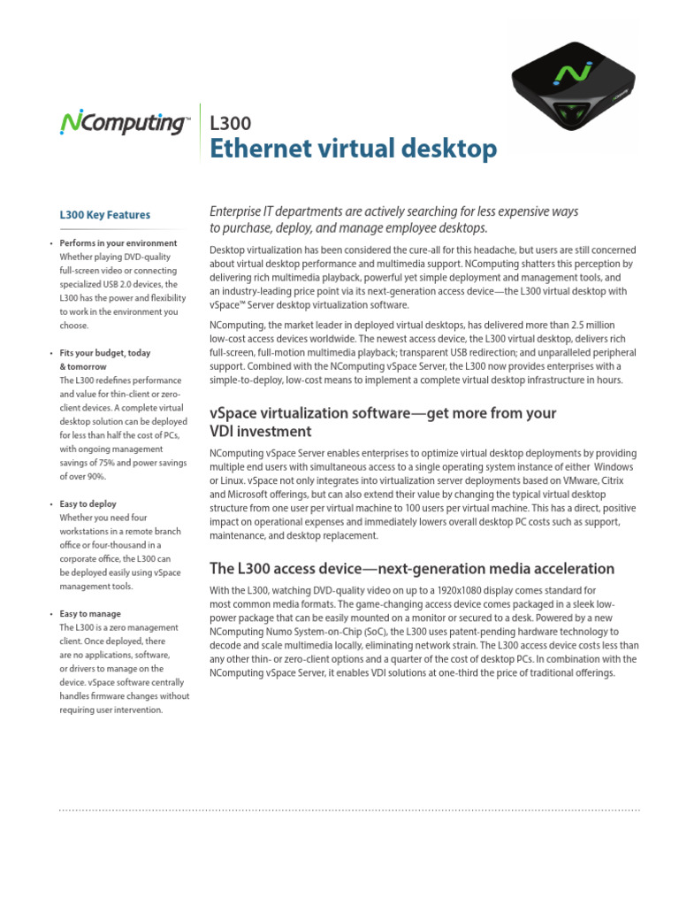 Datasheet_L-series_L300_(EN)_508782 | PDF | Desktop Virtualization | Virtualization