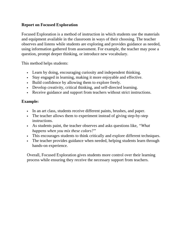 Report On Focused Exploration | PDF