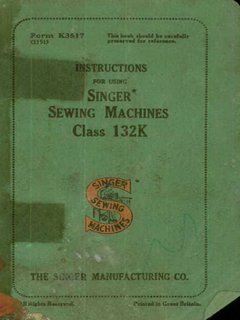 Manual de la máquina Singer 132K | PDF