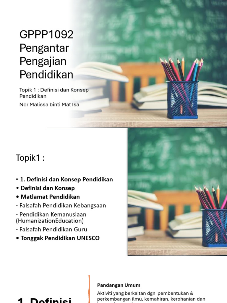 Topik 1 Definisi Dan Konsep Pendidikan GPPP1092 Pengantar Pengajian Pendidikan | PDF