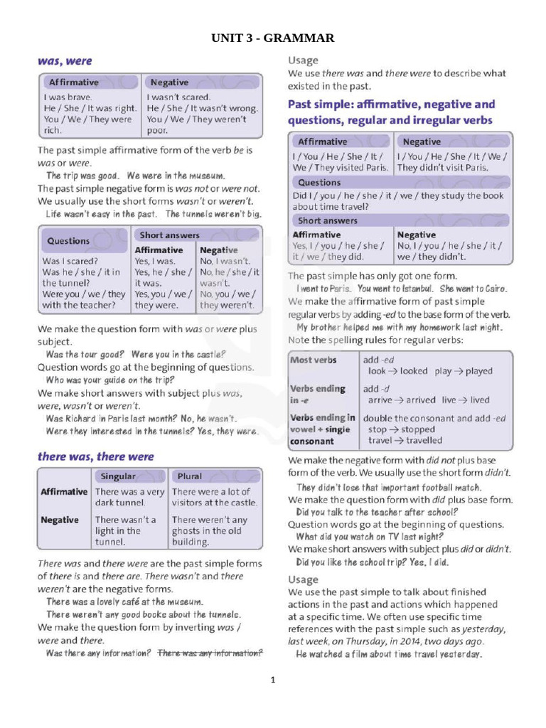 Grade 7 Grammar Unit 3 | PDF