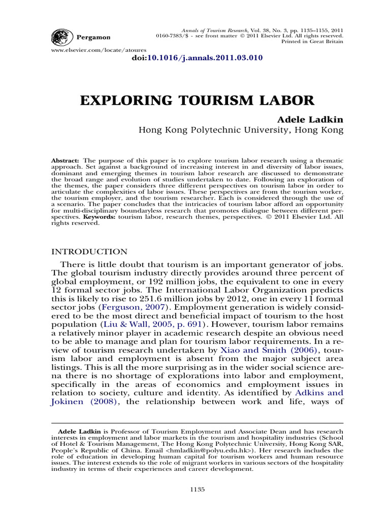 Exploring Tourism Labor | PDF | Labour Economics | Employment